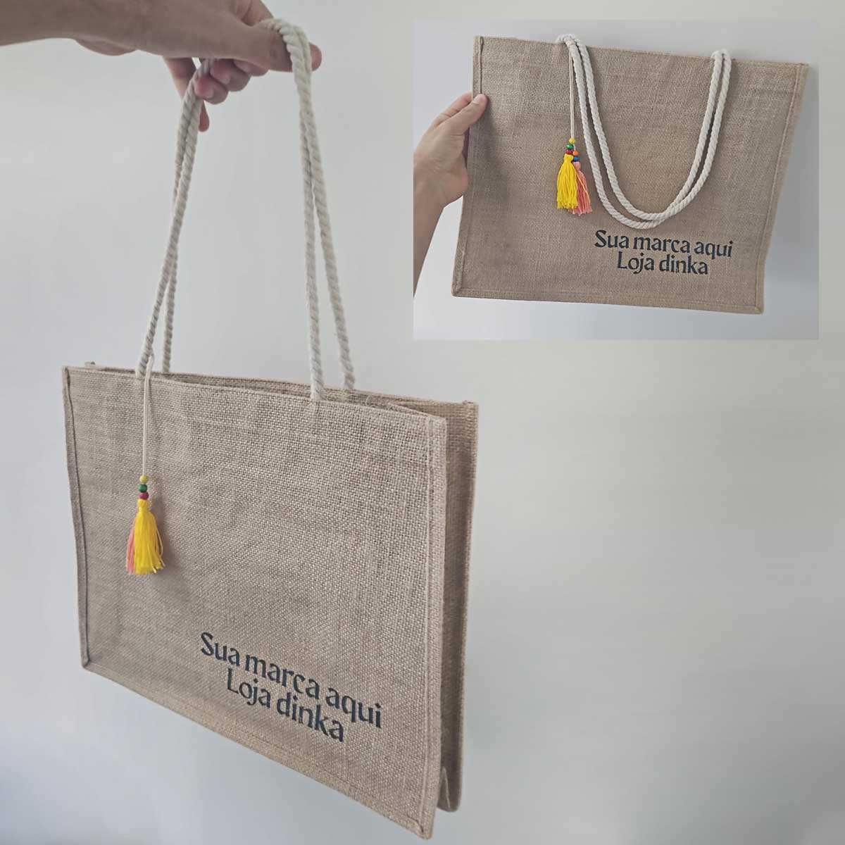 Bolsa de praia Personalizada com nome marca logotipo empresa foto arte ...