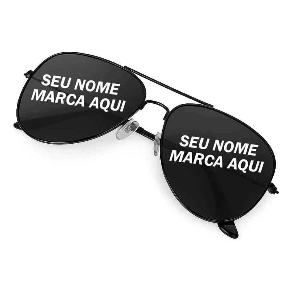 Óculos De Sol Aviador Personalizado Uv400 Unissex Preto Voggar Original ...